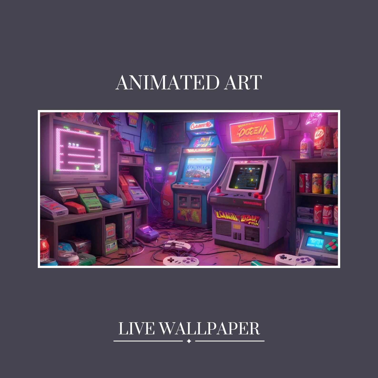 Retro Arcade Haven - Animated Background With 90s Gaming Consoles, Neon ...