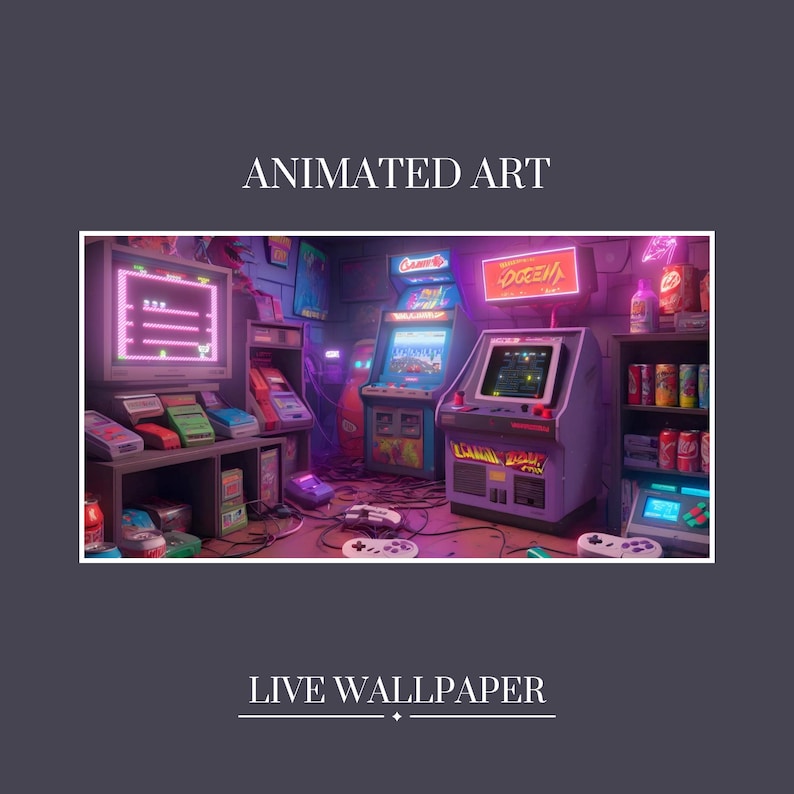 Retro Arcade Haven - Animated Background With 90s Gaming Consoles, Neon ...