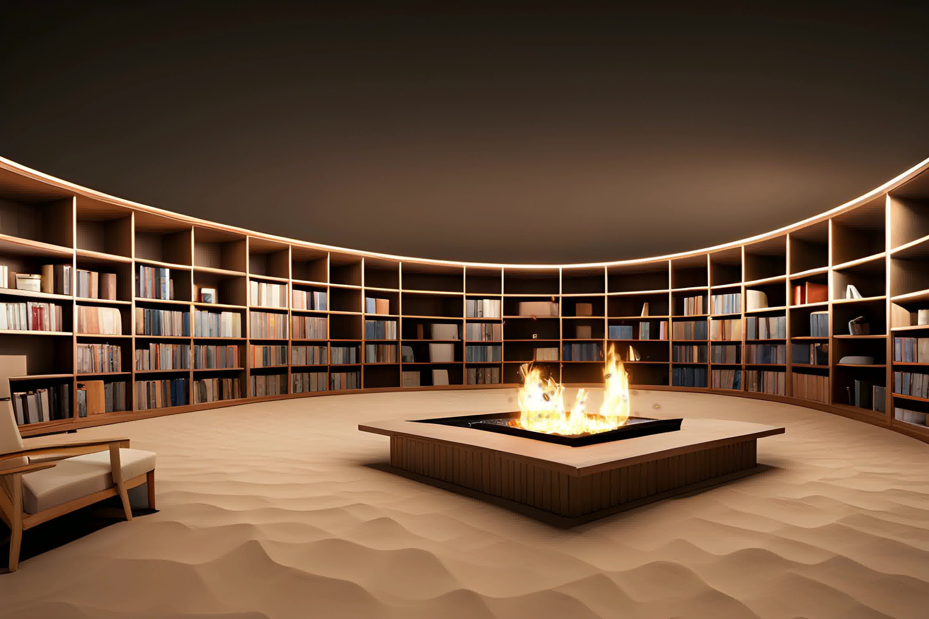 Desert Oasis Library Animated Background Sandstone Bookshelves & Warm ...