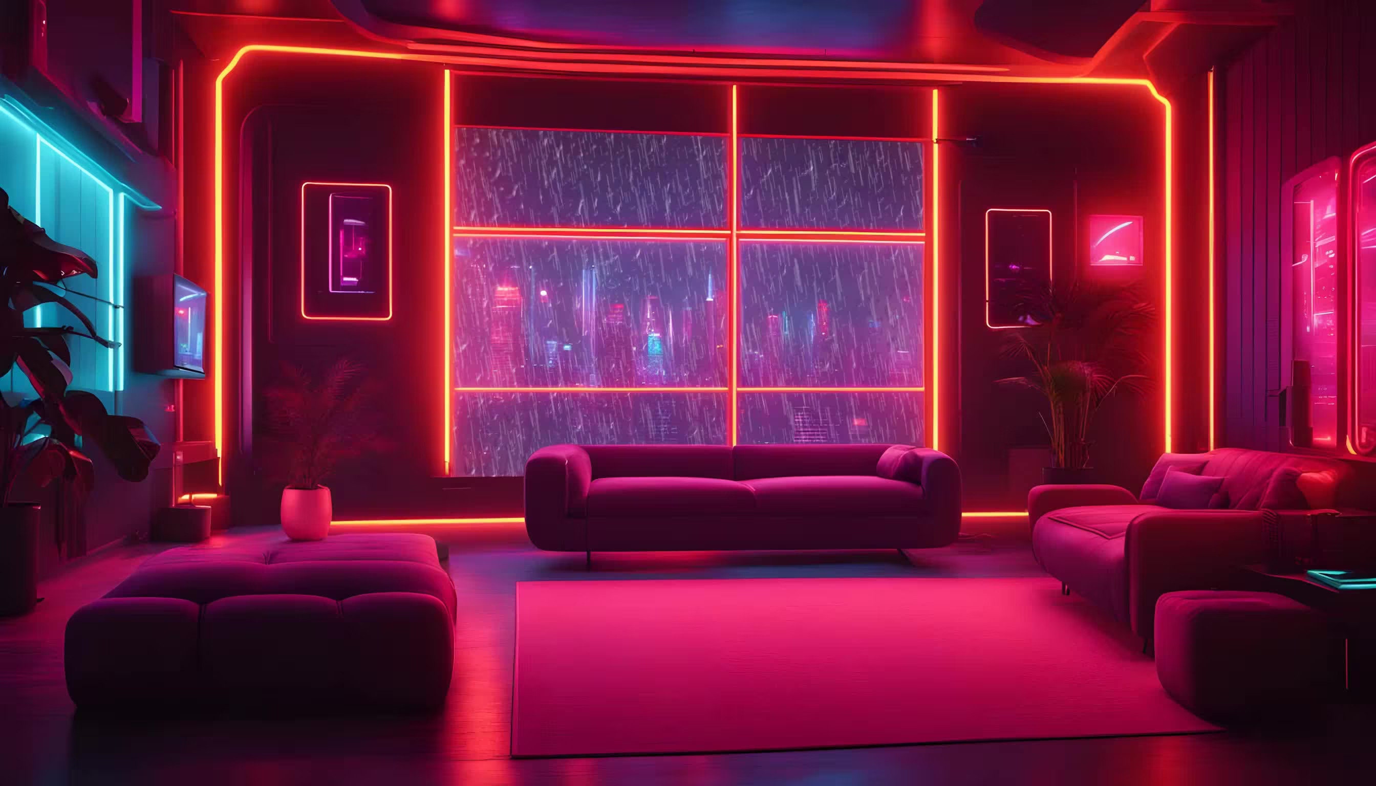 Cyberpunk Animated Background Bundle Set of 4 Futuristic Neon Living ...