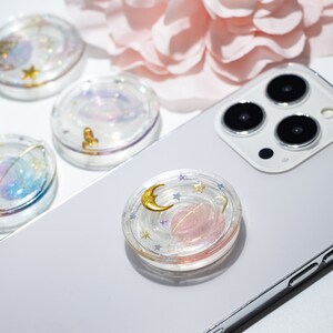 Space Moon and Stars Phone Grip Holder, Cute Resin Phone Holder ...