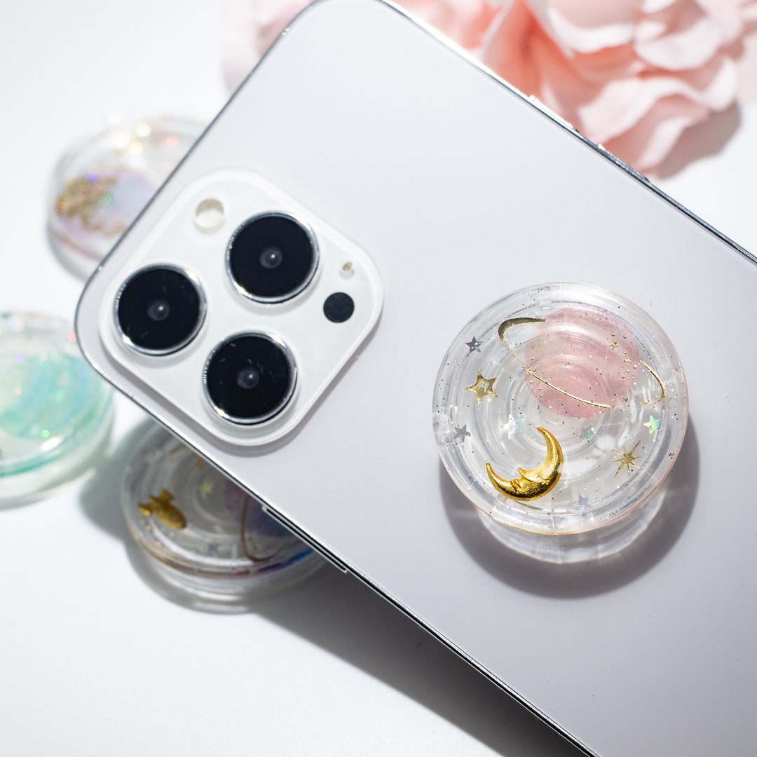 Space Moon and Stars Phone Grip Holder, Cute Resin Phone Holder ...