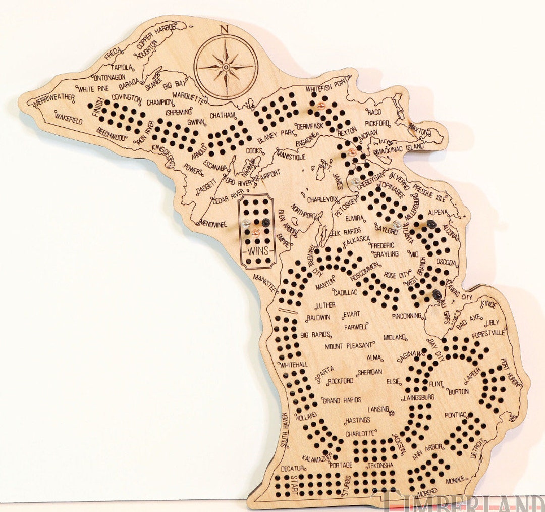 A Michigan Shaped Cribbage Board Handmade - Etsy