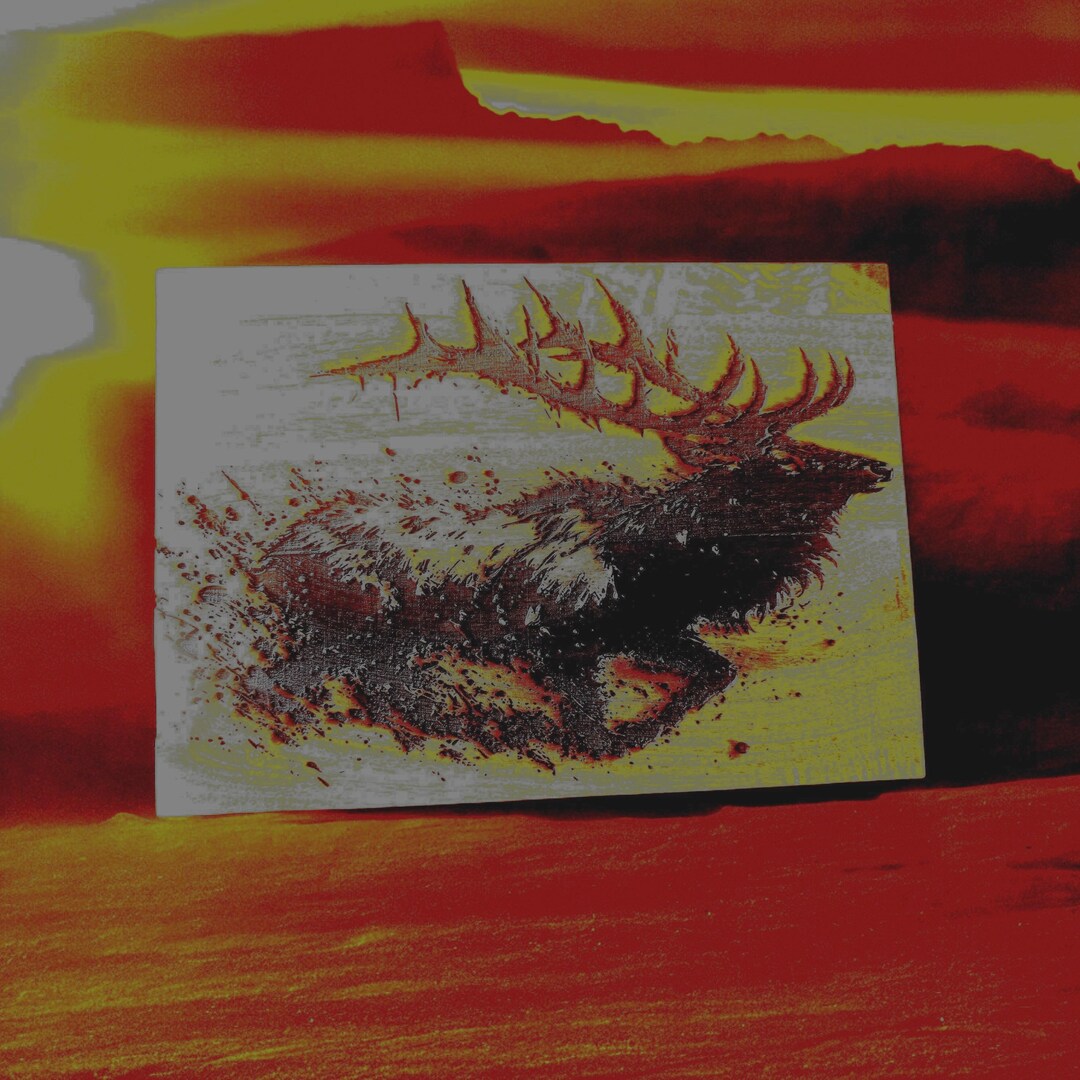 Majestic Elk Abstract Art on Laser Carved on Walnut Wood - 10” X 14 ...