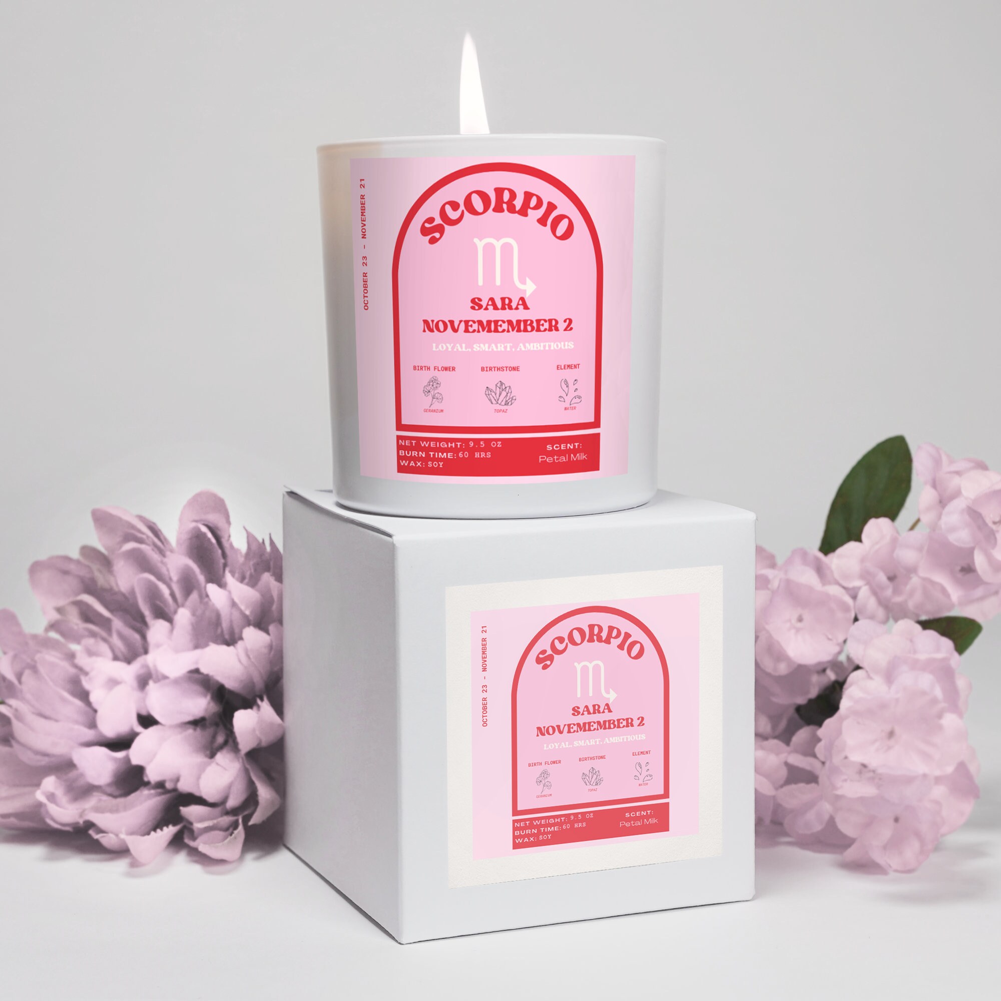 Birthdate Zodiac Candle, Personalized Birth Month Candle, Gifts for Her ...