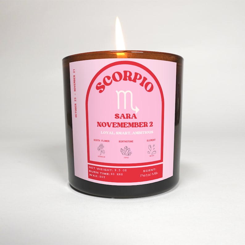 Birthdate Zodiac Candle, Personalized Birth Month Candle, Gifts for Her ...