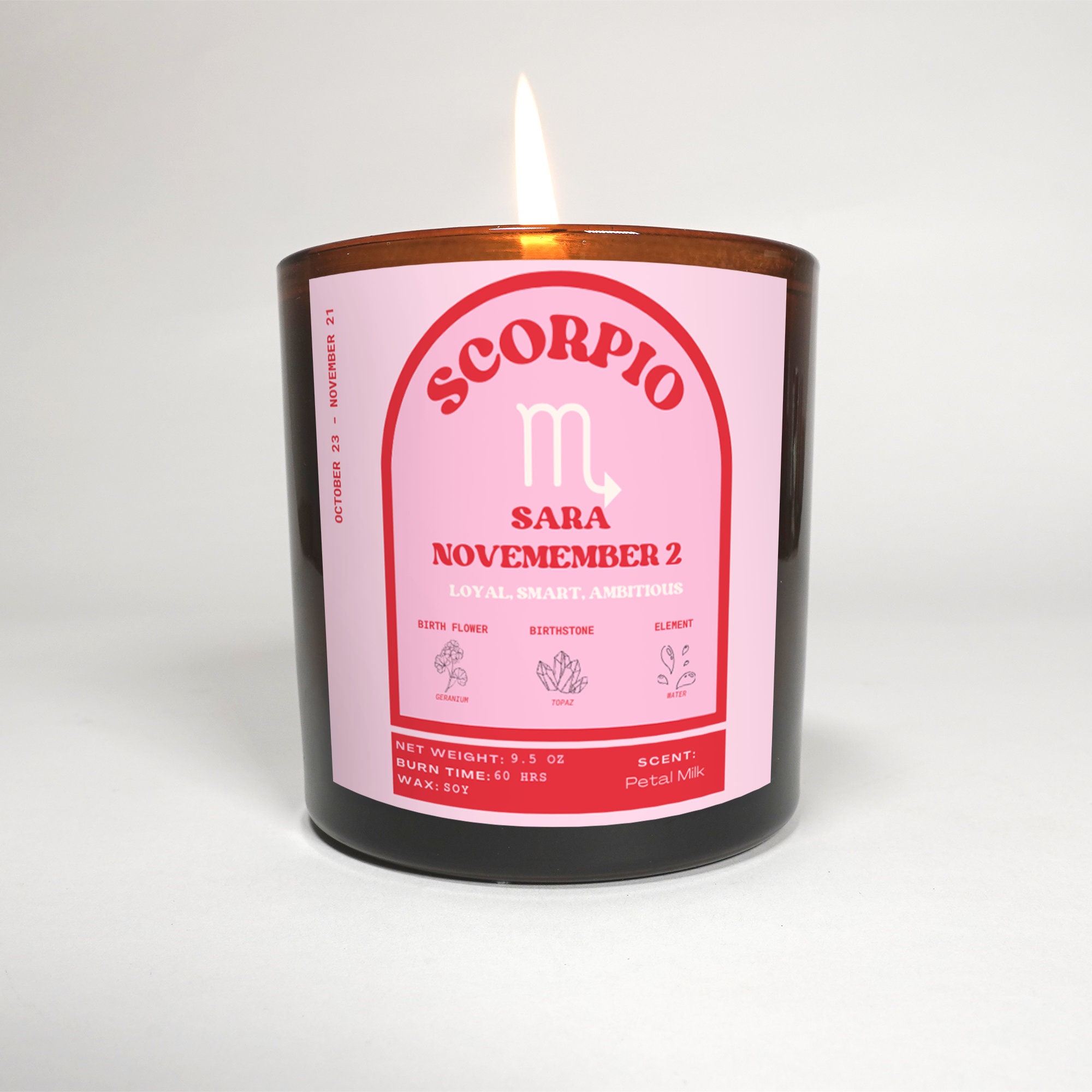 Birthdate Zodiac Candle, Personalized Birth Month Candle, Gifts for Her ...