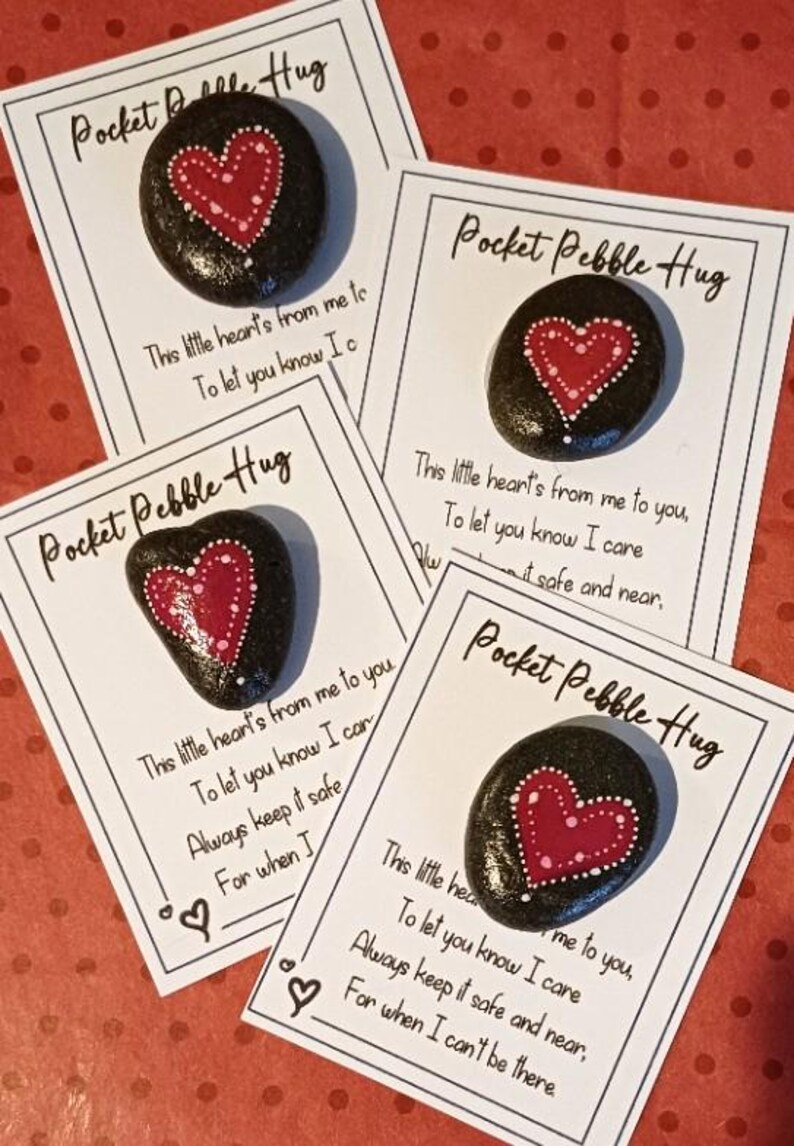 Pocket Pebble Hug With Poem and Hand Painted Heart on a Natural Beach ...