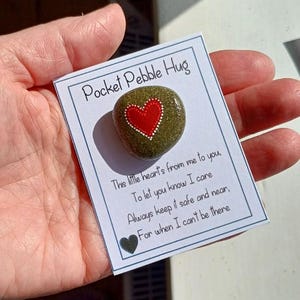 Pocket Pebble Hug With Poem and Hand Painted Heart on a Natural Beach ...