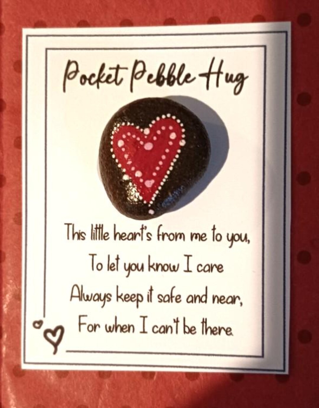 Pocket Pebble Hug With Poem and Hand Painted Heart on a Natural Beach ...