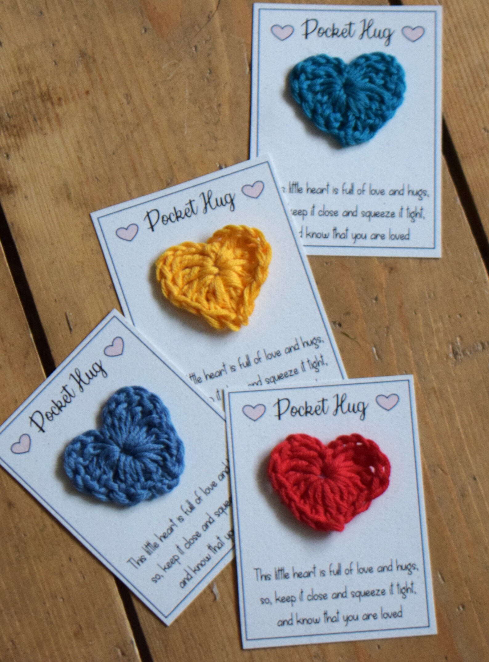 Hand Made Crochet Heart Pocket Hug. I Use Cotton Yarn in Vibrant ...