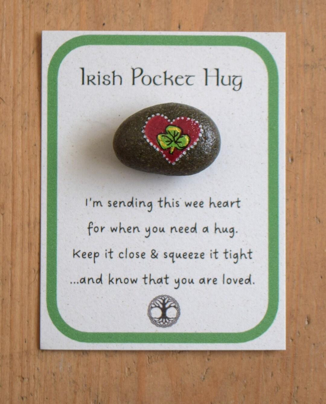 Irish Pocket Pebble Hug With Poem and Hand Painted Shamrock Inside a ...
