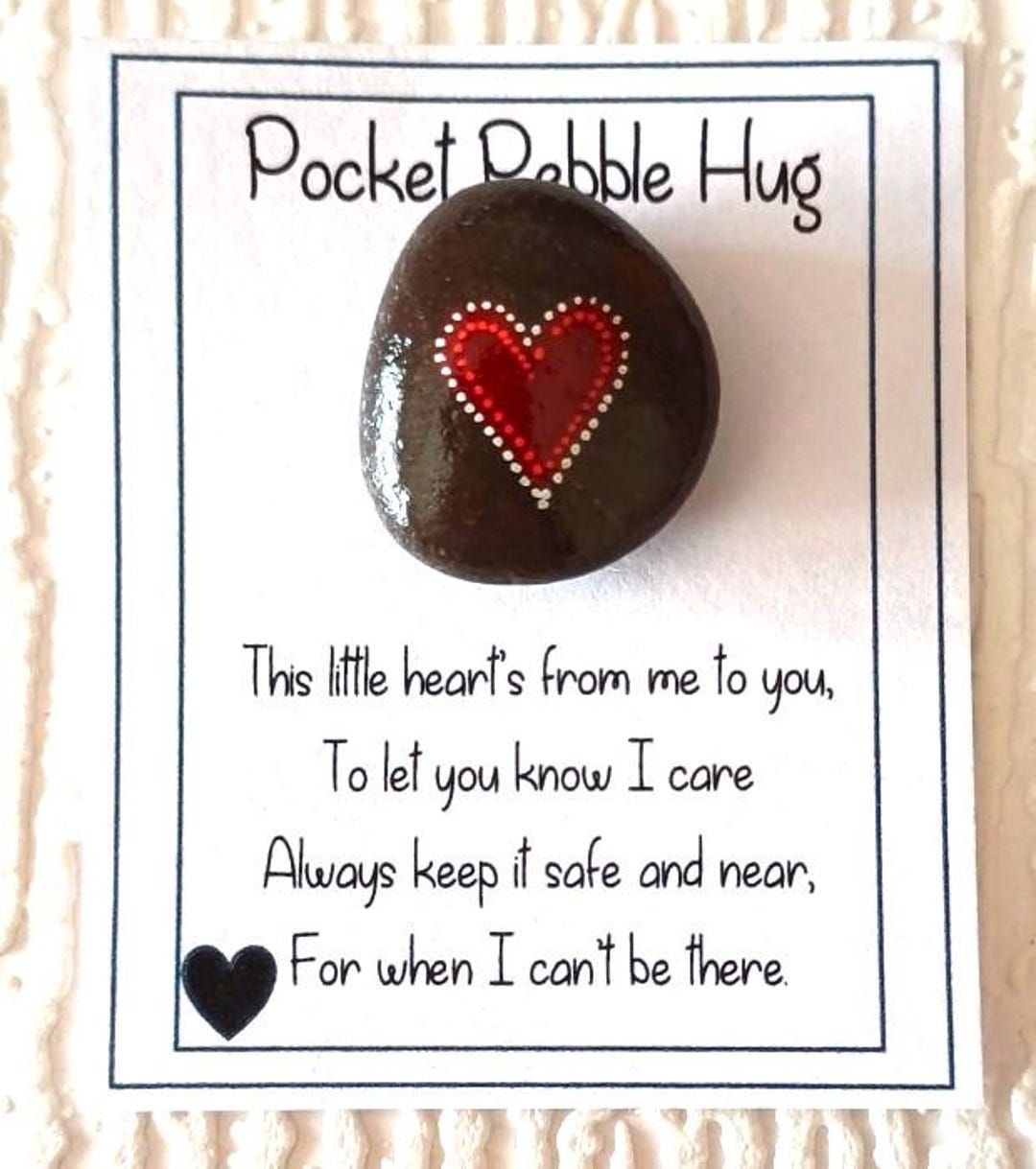 Pocket Pebble Hug With Poem and Hand Painted Heart on a Natural Beach ...