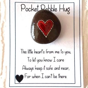 Pocket Pebble Hug With Poem and Hand Painted Heart on a Natural Beach ...
