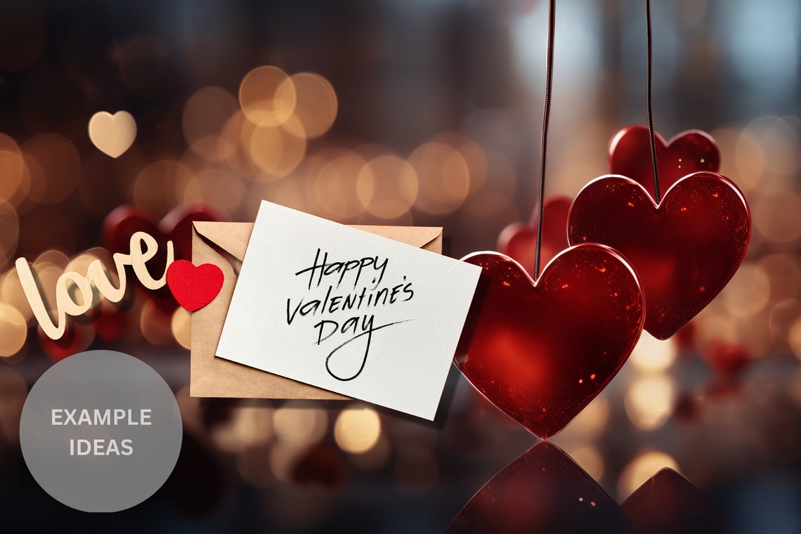 Six Love Heart Bokeh Valentine's Day Backgrounds, Romantic Backdrops ...