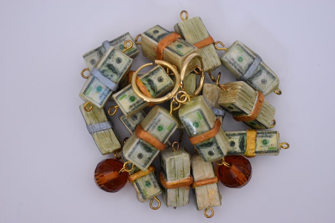 Cash Money Drop Earrings 14k Gold Plated Hoop Earrings Fat Stacks ...