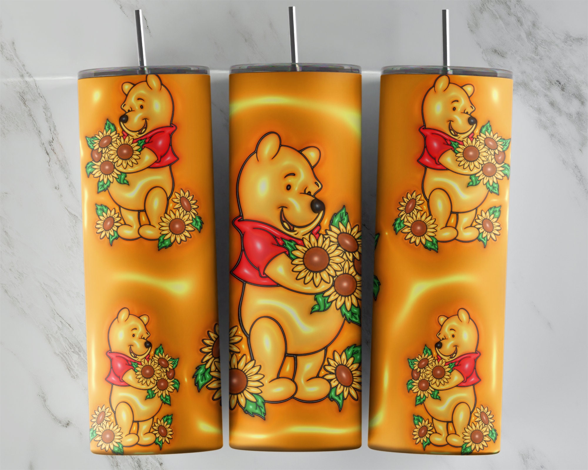 3D Inflated Winnie the Pooh Tumbler Design, 20 Oz Skinny Tumbler Design ...