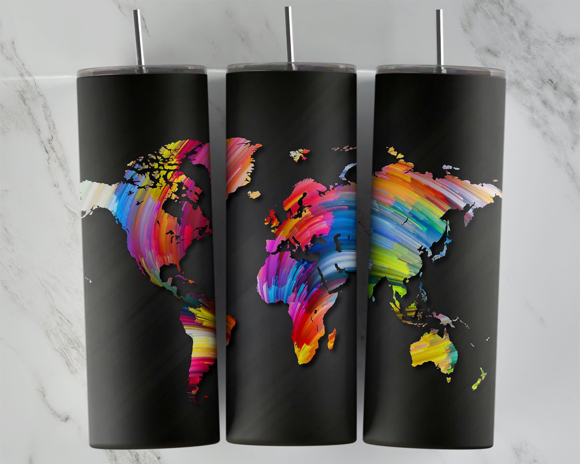 World Map Tumbler Design, 20 Oz Skinny Tumbler Design, Sublimation ...