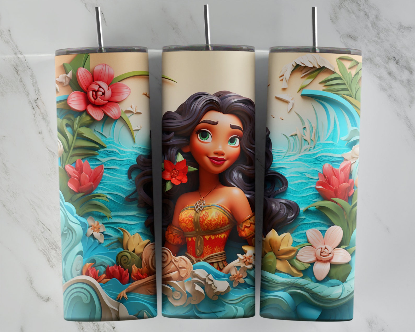 3D Inflated Moana Tumbler Design, 20 Oz Skinny Tumbler Design ...