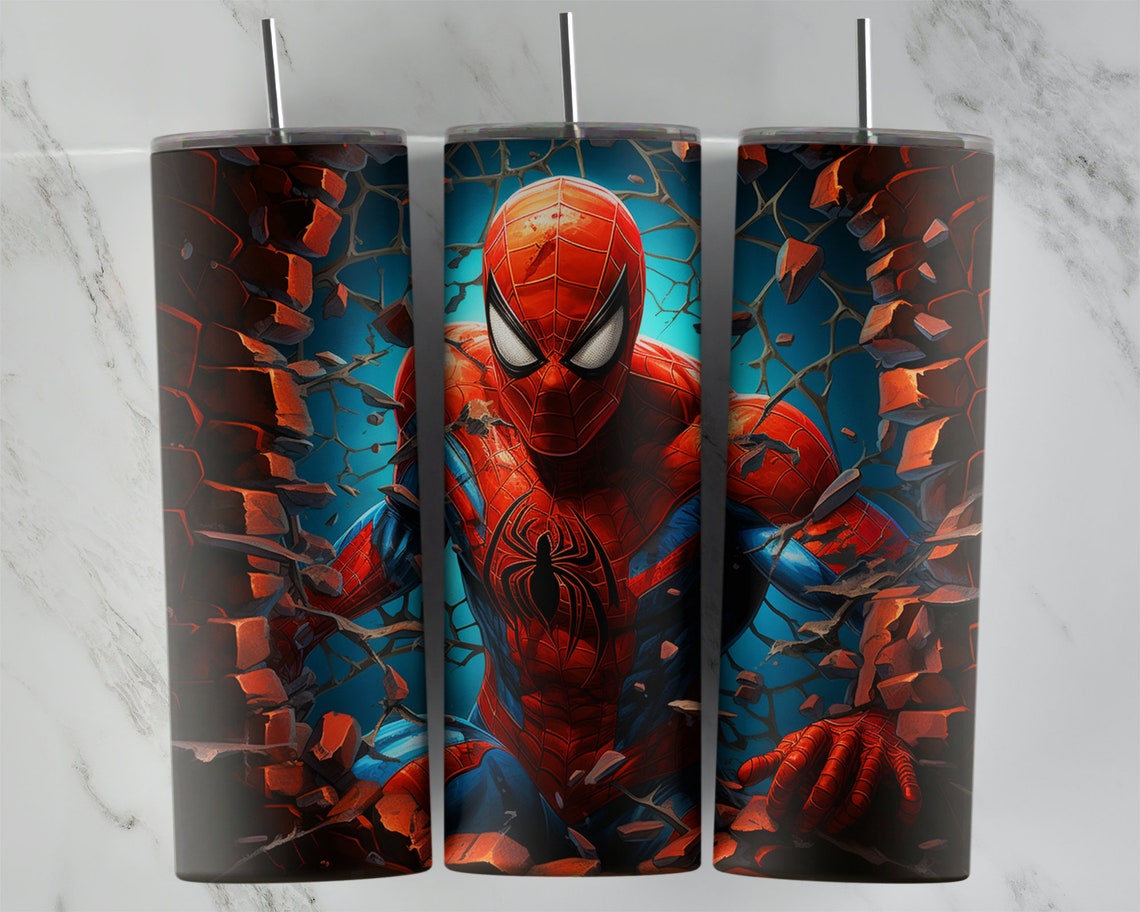 3D Inflated Spiderman Tumbler Design, 20 Oz Skinny Tumbler Design ...