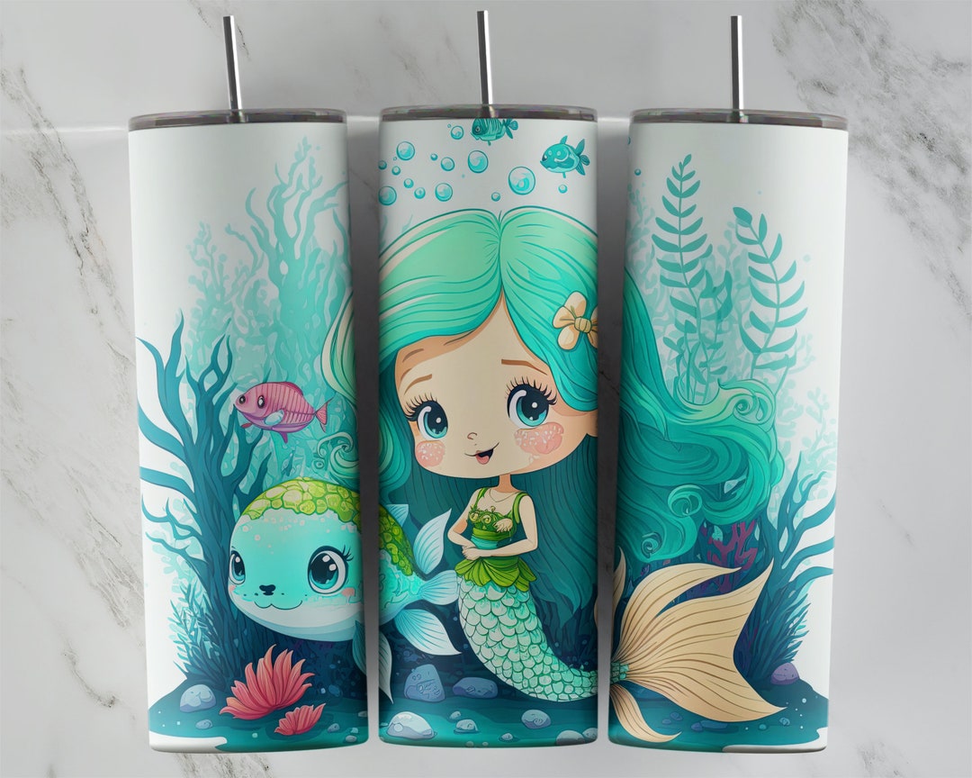 Little Mermaid Tumbler Design, 20 Oz Skinny Tumbler Design, Sublimation ...