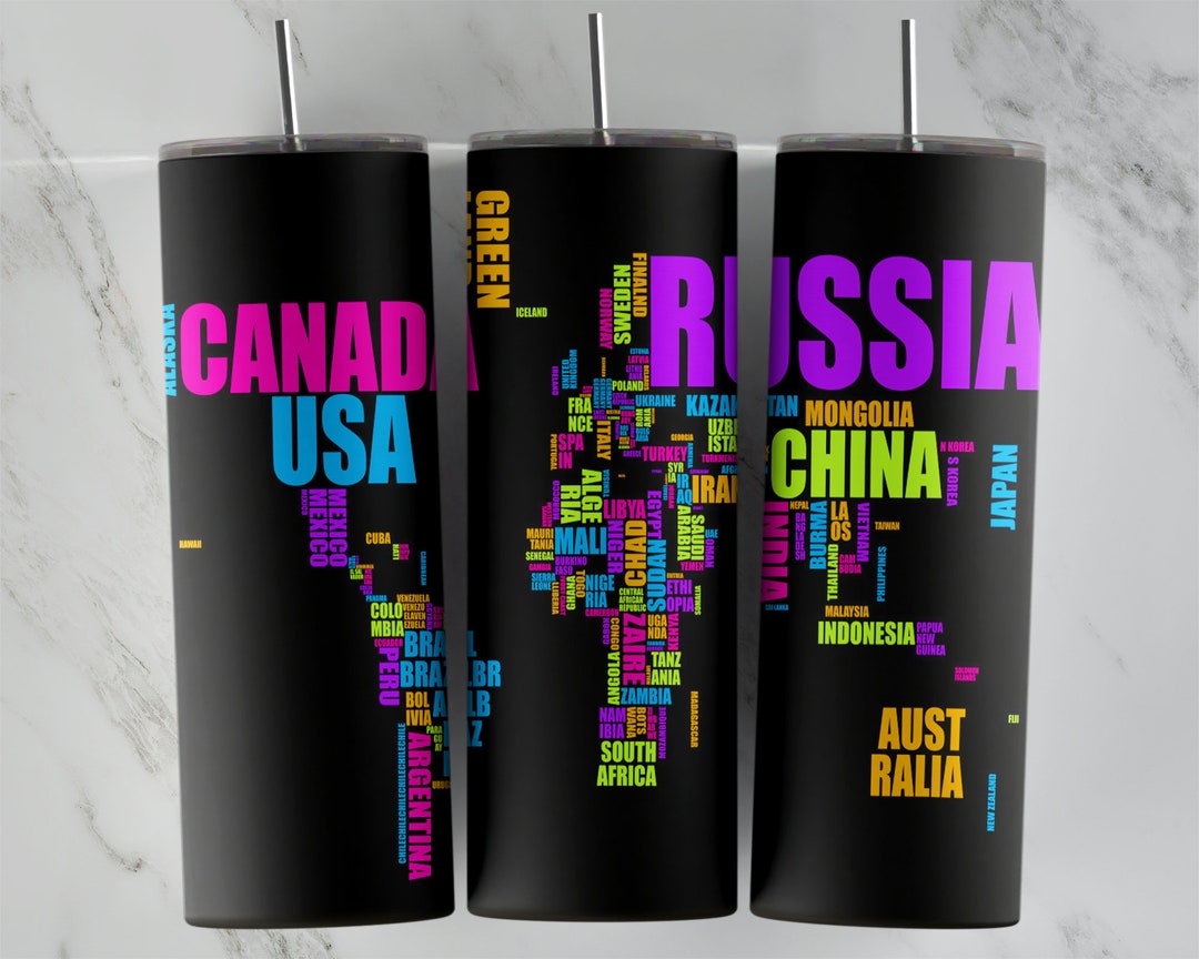 World Map Tumbler Design, 20 Oz Skinny Tumbler Design, Sublimation ...