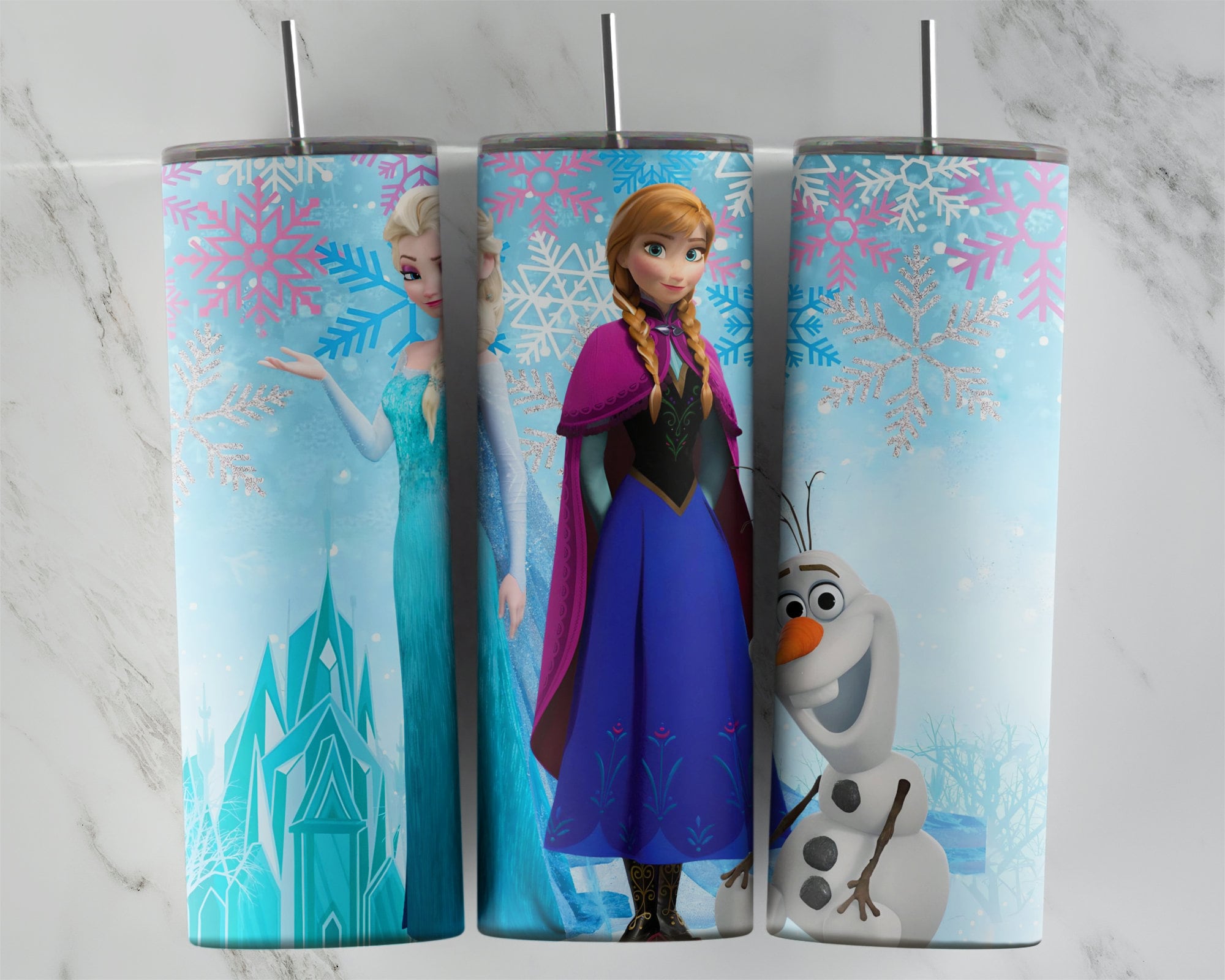 Frozen Tumbler Design, 20 Oz Skinny Tumbler Design, Sublimation Image ...
