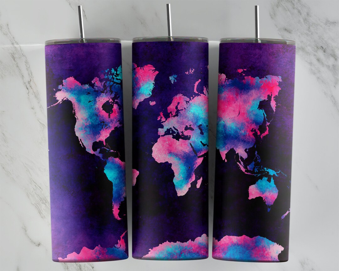 World Map Tumbler Design, 20 Oz Skinny Tumbler Design, Sublimation ...