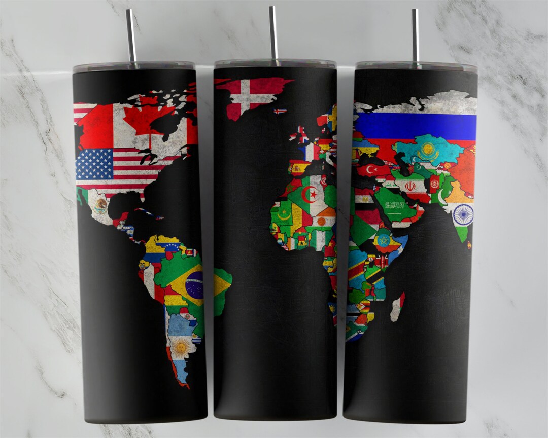 World Map Tumbler Design, 20 Oz Skinny Tumbler Design, Sublimation ...