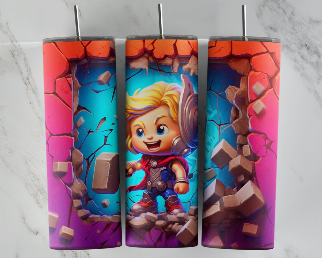 3D Inflated Thor Tumbler Design, 20 Oz Skinny Tumbler Design ...