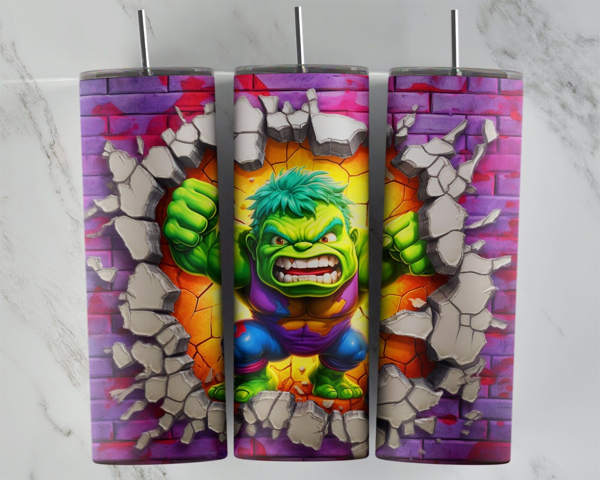 3D Inflated Hulk Tumbler Design, 20 Oz Skinny Tumbler Design ...