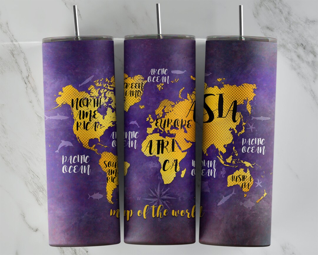 World Map Tumbler Design, 20 Oz Skinny Tumbler Design, Sublimation ...