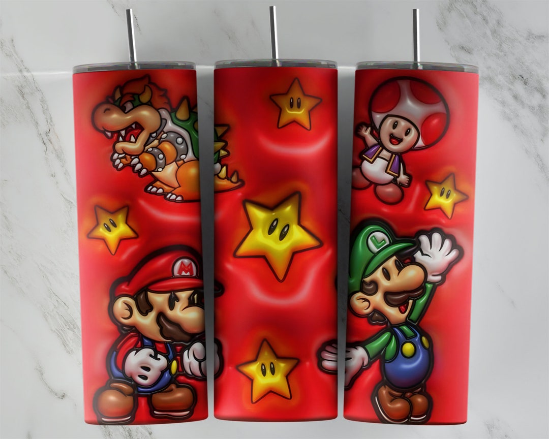 3D Inflated Super Mario Tumbler Design, 20 Oz Skinny Tumbler Design ...