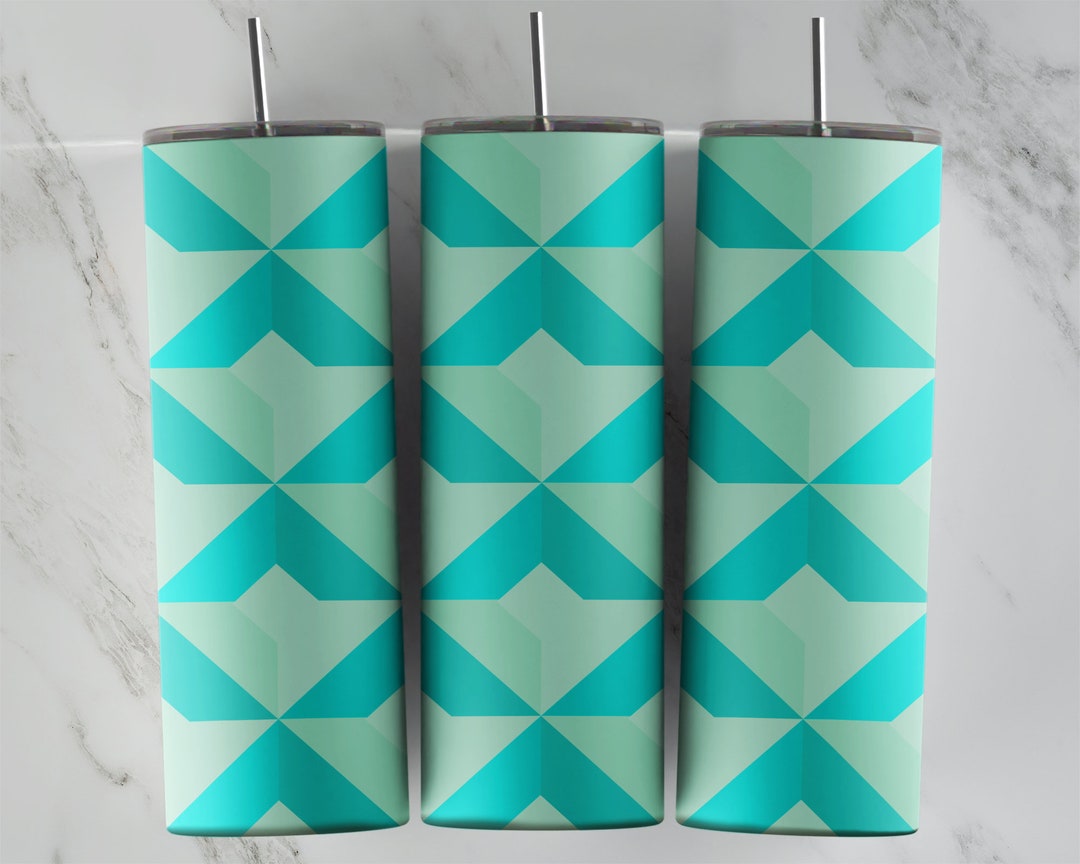 Green Geometry Tumbler Design, 20 Oz Skinny Tumbler Design, Sublimation ...
