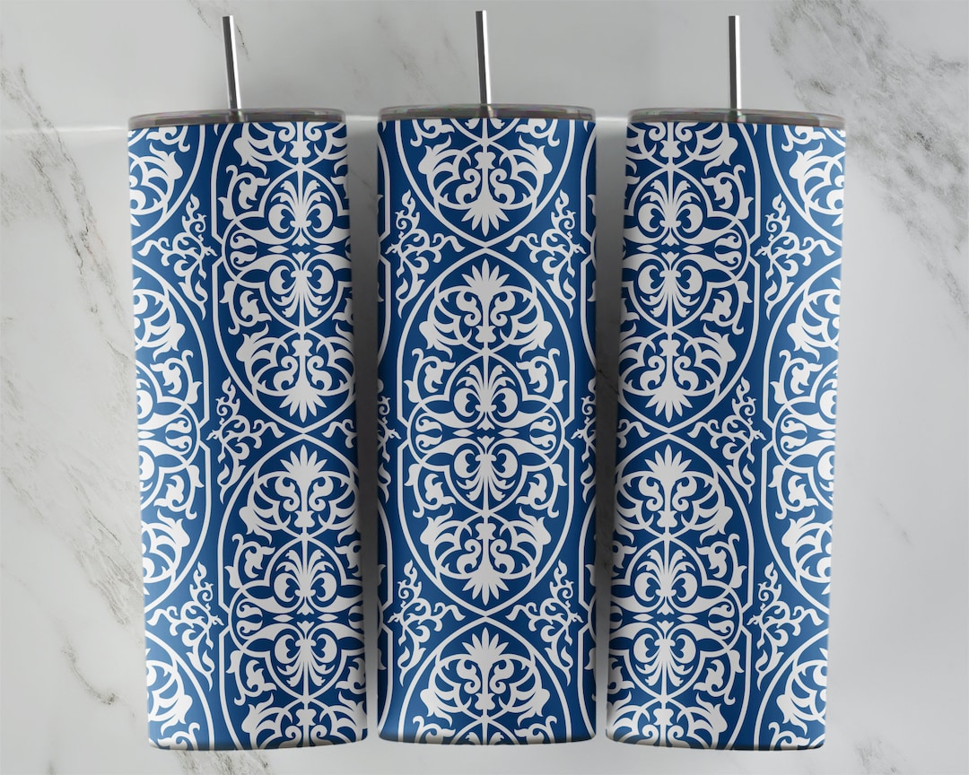 Arabesque Pattern Tumbler Design, 20 Oz Skinny Tumbler Design ...