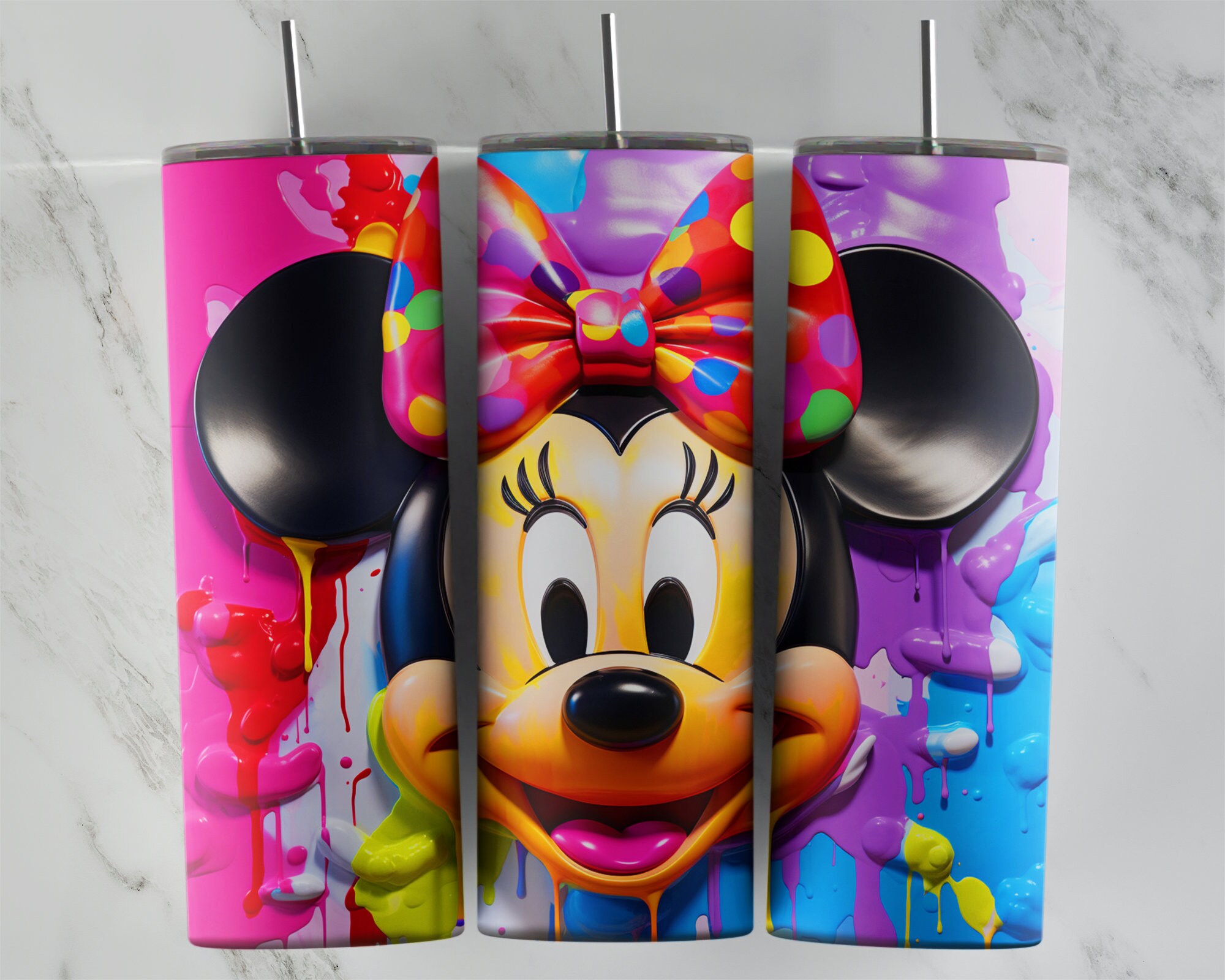 3D Inflated Minnie Tumbler Design, 20 Oz Skinny Tumbler Design ...