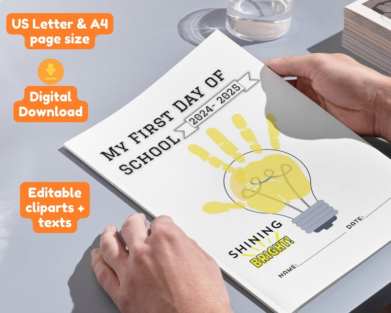 First Day of School Handprint Keepsake Back to School Craft Light Bulb ...