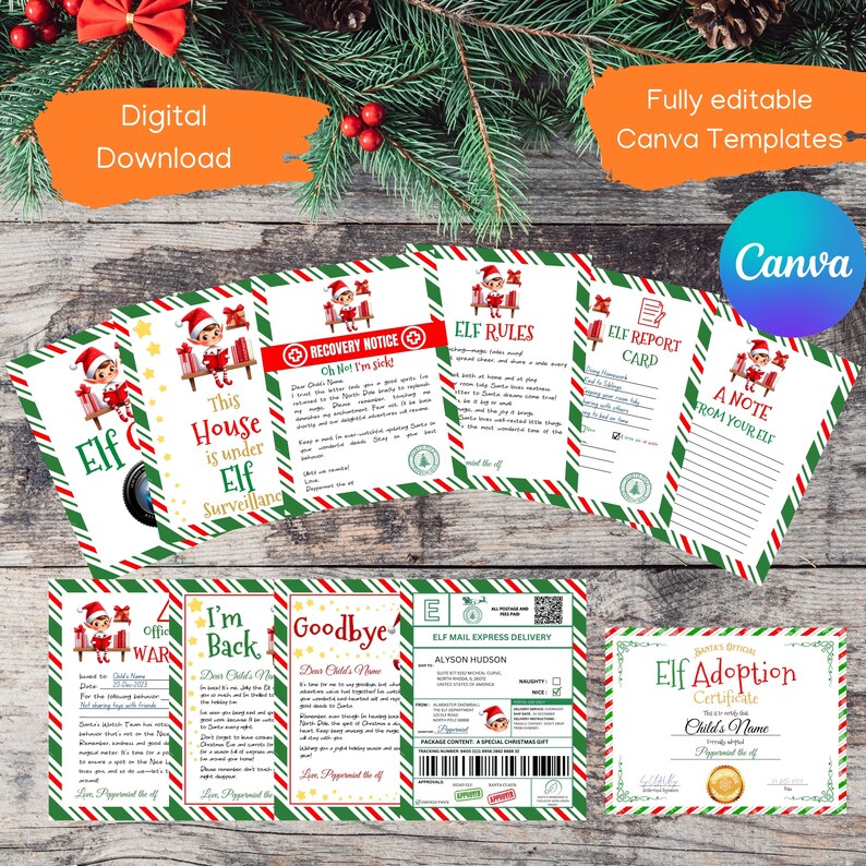 Editable Elf Kit: Christmas Canva Templates (8.5x11 & A4) - Etsy