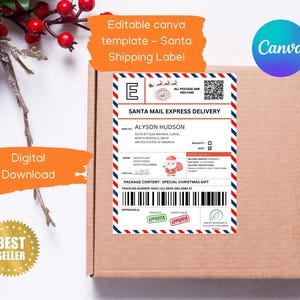 Santa Shipping Labels, North Pole Mail Label, Christmas Gift Stickers ...