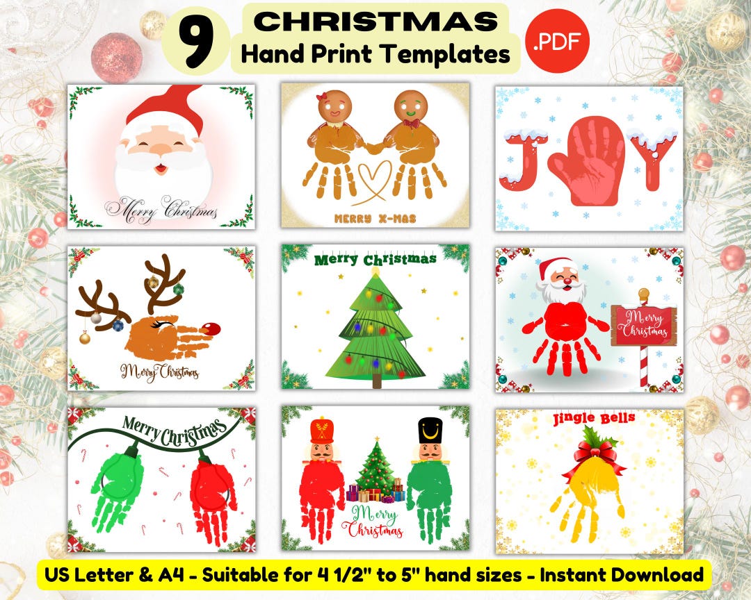 Christmas Handprint Craft Bundle | Printable Christmas Handprint Art ...