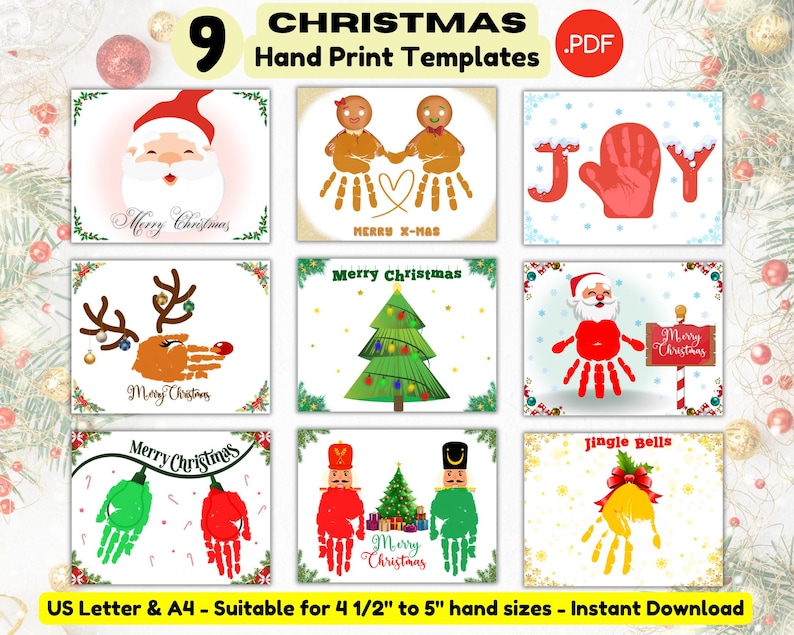 Christmas Handprint Craft Bundle Printable Christmas Handprint Art ...