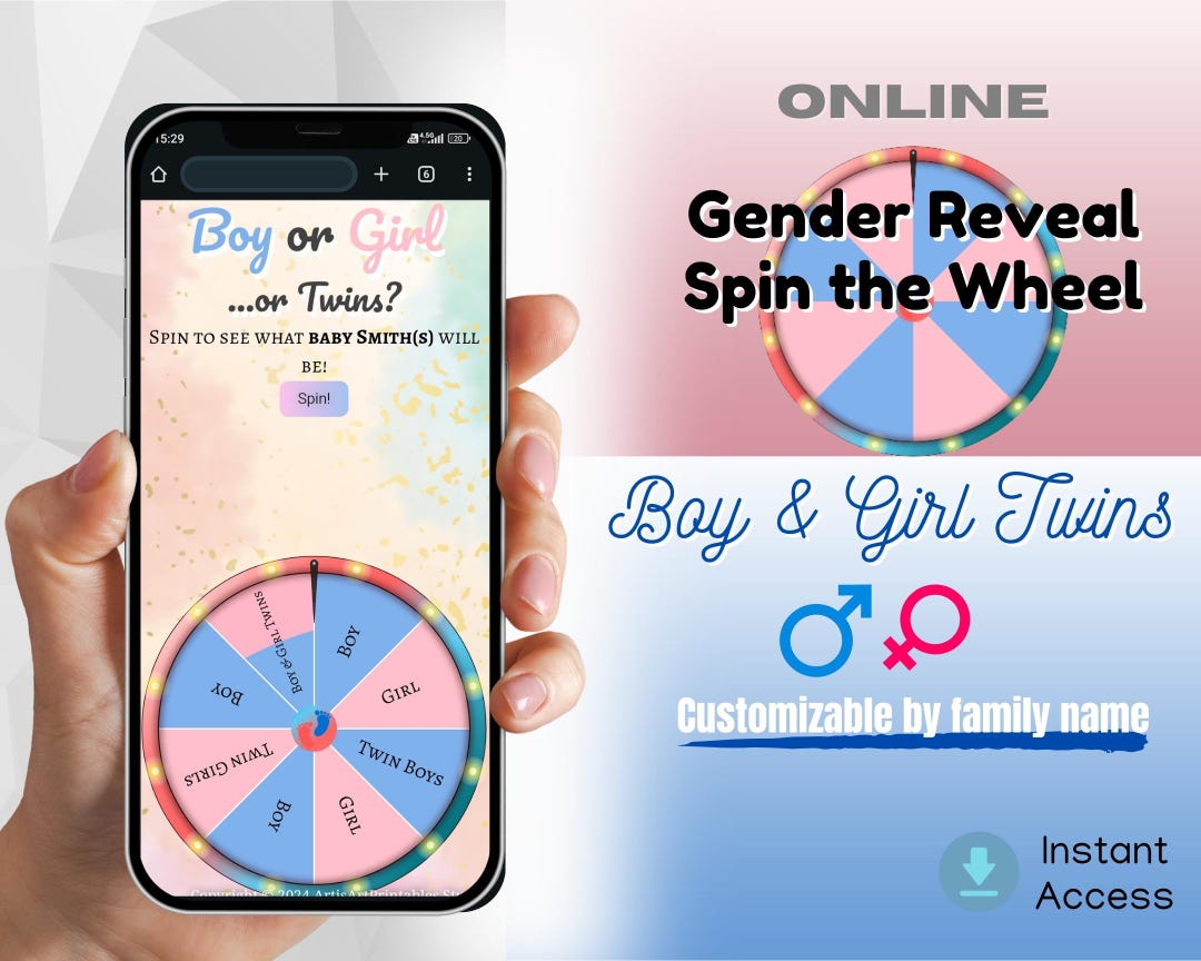 It's BOY & GIRL TWINS Online Gender Reveal Spin the Wheel | Interactive ...