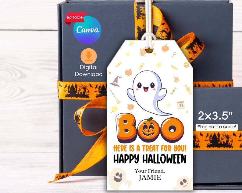 Editable Halloween Favor Tag | Boo Gift Label | Costume Party | Trick ...