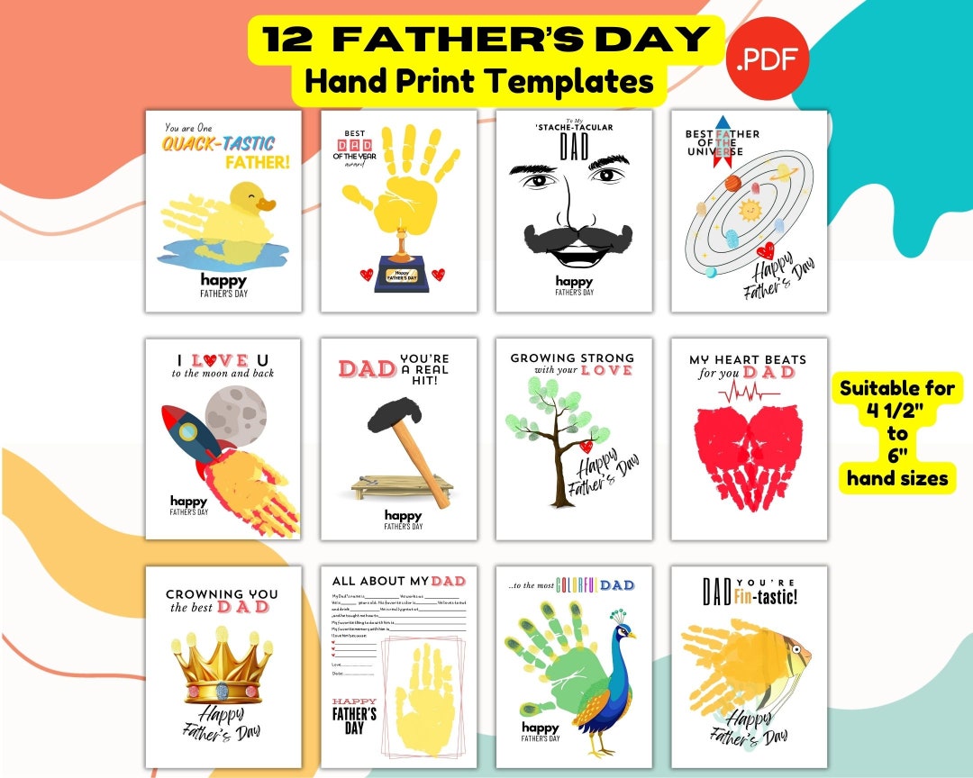 Fathers Day Handprint Craft, Fathers Day Art, Gift From Kids Daughter ...