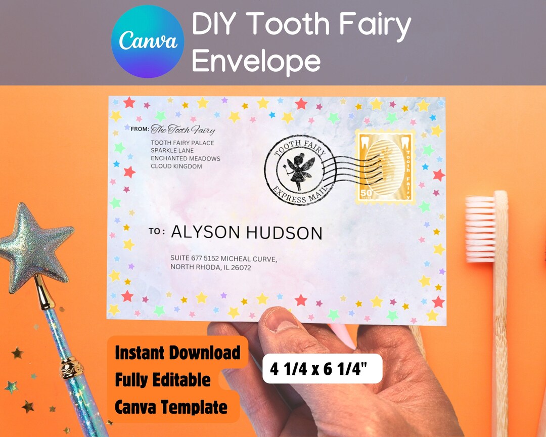DIY Tooth Fairy Envelope Template - Editable & Printable, for Letter ...