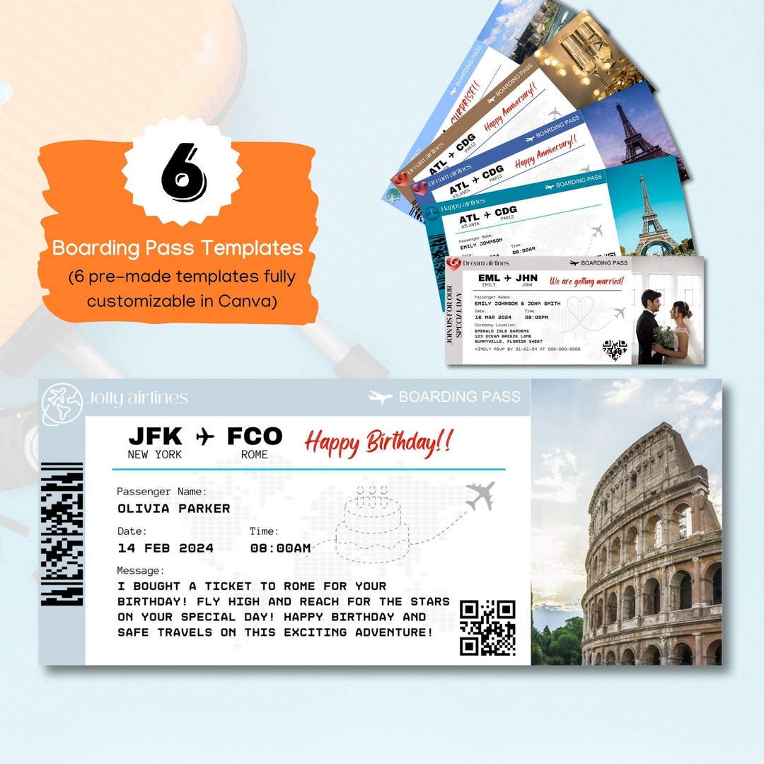 Editable Boarding Pass Template Printable Surprise Gift Idea Boarding ...