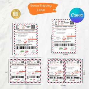 Santa Shipping Labels, North Pole Mail Label, Christmas Gift Stickers ...