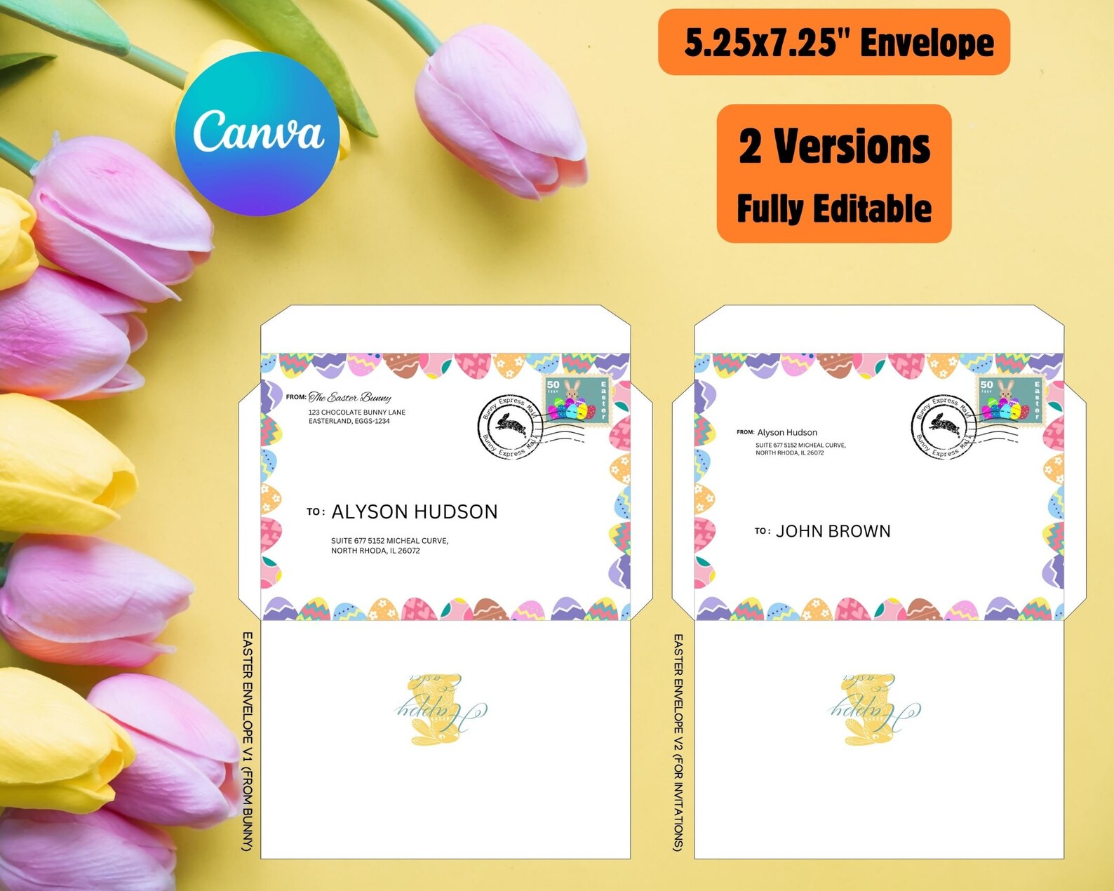 DIY Easter Bunny Envelope Template, Printable Letter From the Bunny ...