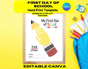 Printable Kids Handprint Back to School Art First Day of School ...