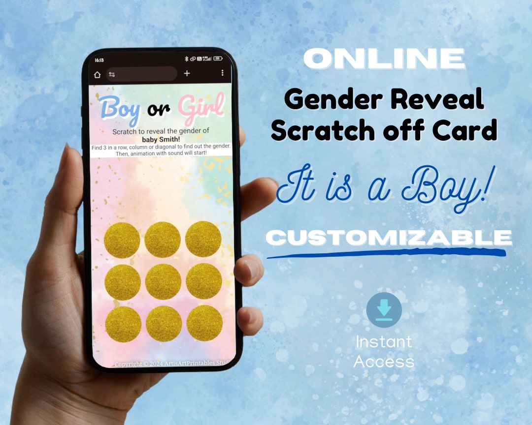 It is a BOY Online Gender Reveal Scratch off Card Interactive Gender ...